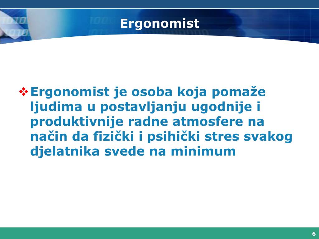 PPT - ERGONOMIJA, SIGURNOST I PREVENCIJA PRI PROJEKTIRANJU RADNOG ...