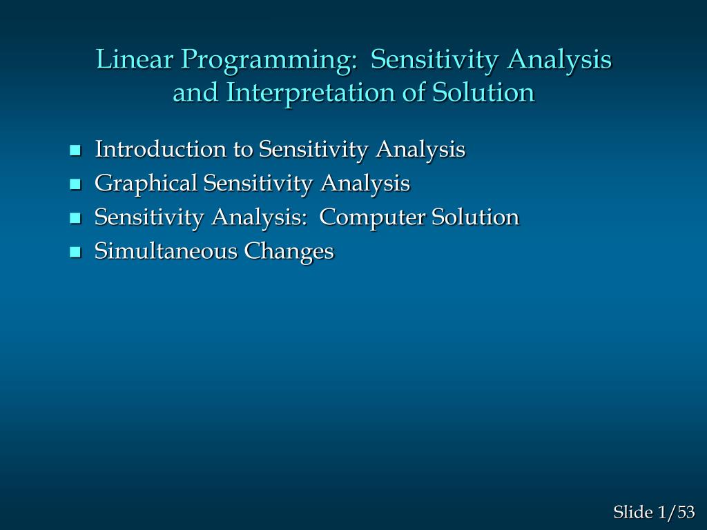 PPT Linear Programming Sensitivity Analysis And Interpretation Of PPT Linear Programming Sensitivity Analysis And Interpretation Of