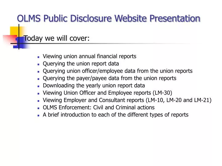 PPT - OLMS Public Disclosure Website Presentation PowerPoint ...