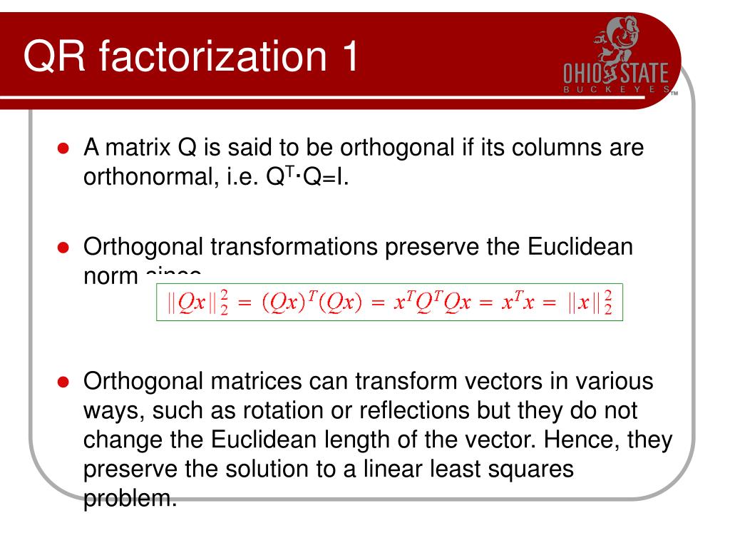 Ppt Linear Least Squares Qr Factorization Powerpoint Presentation