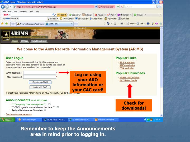 PPT - Army Records Information Management System (ARIMS) PowerPoint ...