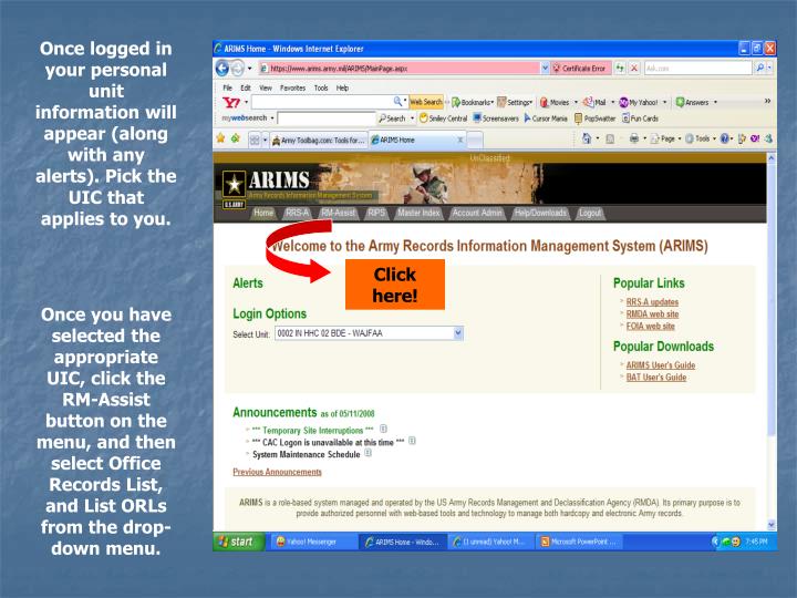 PPT - Army Records Information Management System (ARIMS) PowerPoint ...