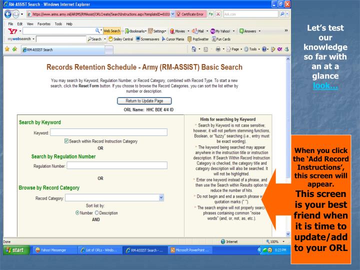 PPT - Army Records Information Management System (ARIMS) PowerPoint ...