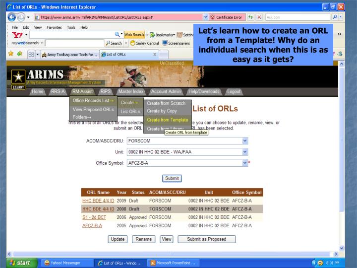 PPT - Army Records Information Management System (ARIMS) PowerPoint ...