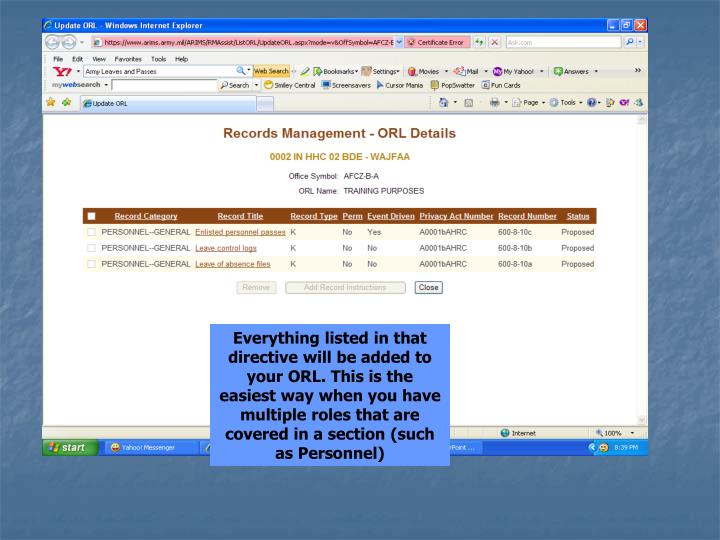 PPT - Army Records Information Management System (ARIMS) PowerPoint ...