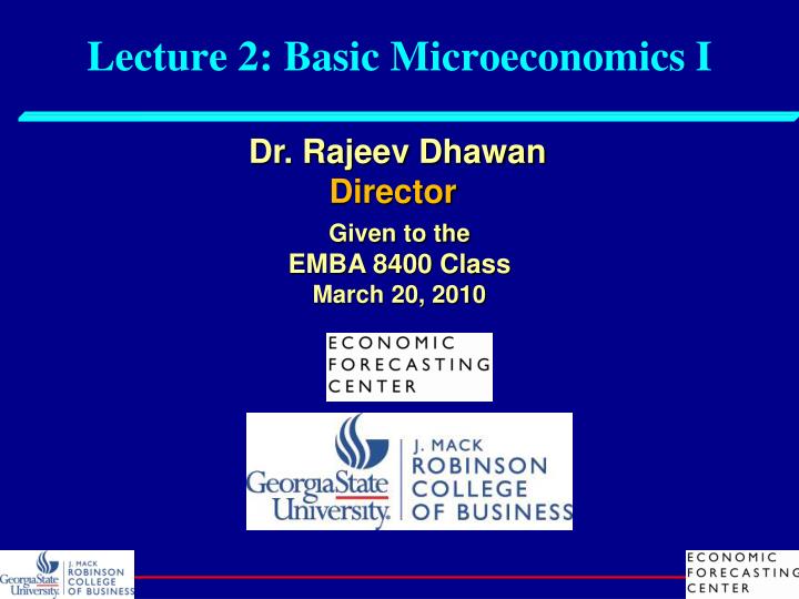 PPT - Lecture 2: Basic Microeconomics I PowerPoint Presentation, free ...