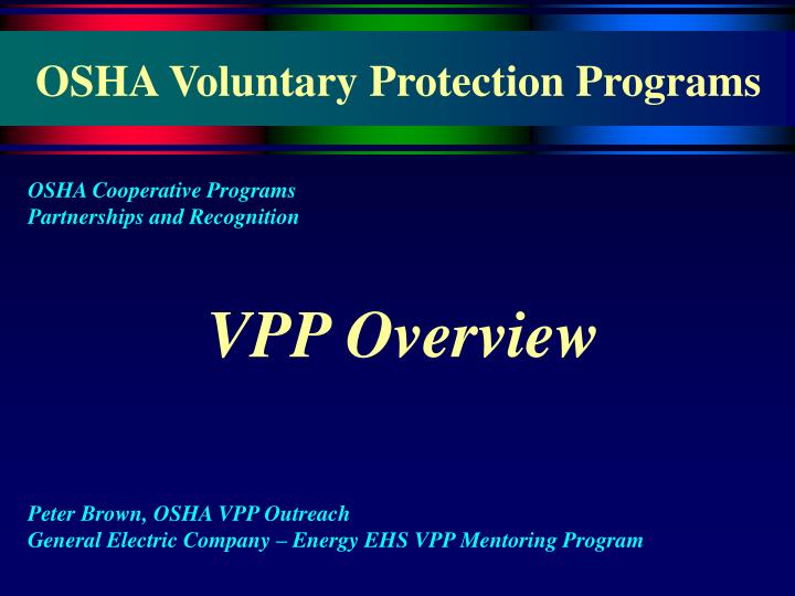 PPT - OSHA Voluntary Protection Programs PowerPoint Presentation, free ...