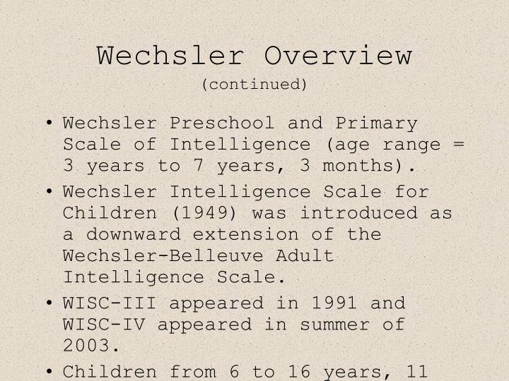 PPT - Overview of Wechsler Scales PowerPoint Presentation - ID:466472