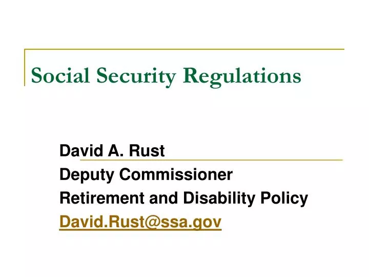 PPT - Social Security Regulations PowerPoint Presentation, free ...