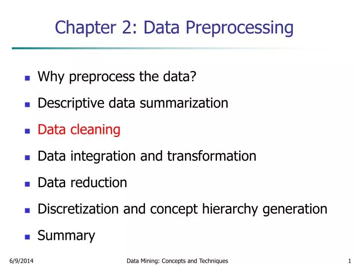 PPT - Chapter 2: Data Preprocessing PowerPoint Presentation, free ...