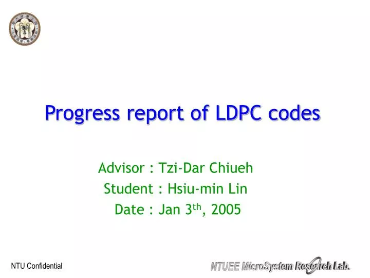 PPT - Progress report of LDPC codes PowerPoint Presentation, free ...