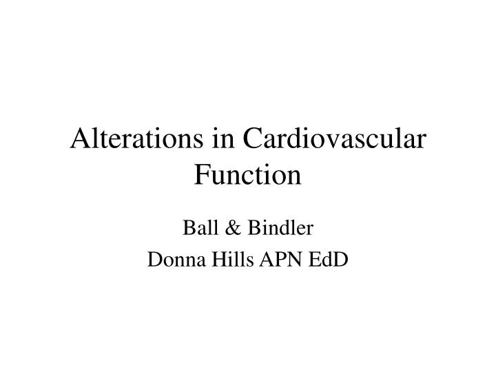 PPT - Alterations in Cardiovascular Function PowerPoint Presentation ...
