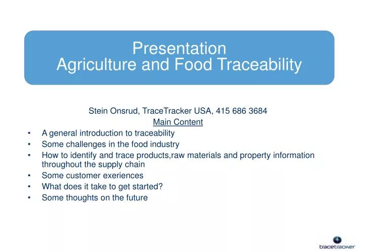 PPT - Presentation Agriculture and Food Traceability PowerPoint ...