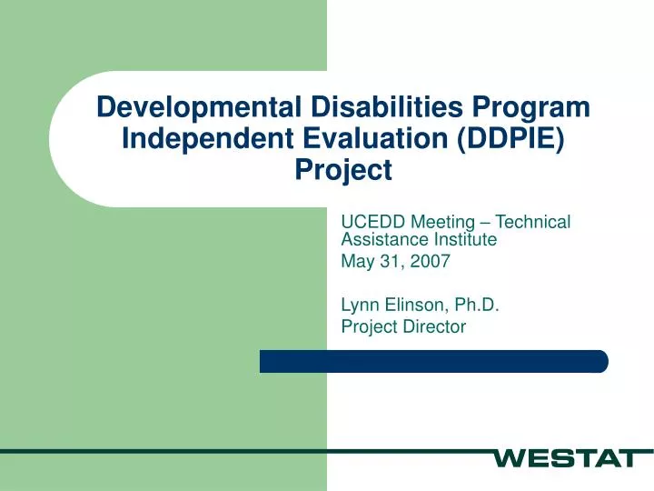 PPT - Developmental Disabilities Program Independent Evaluation (DDPIE ...