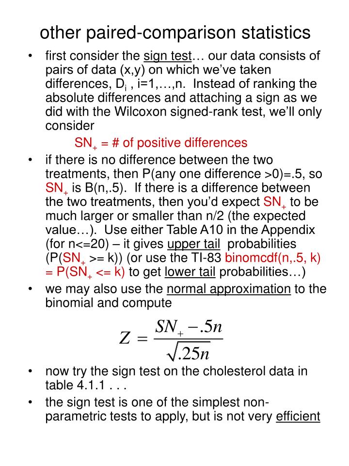 PPT - other paired-comparison statistics PowerPoint Presentation, free ...
