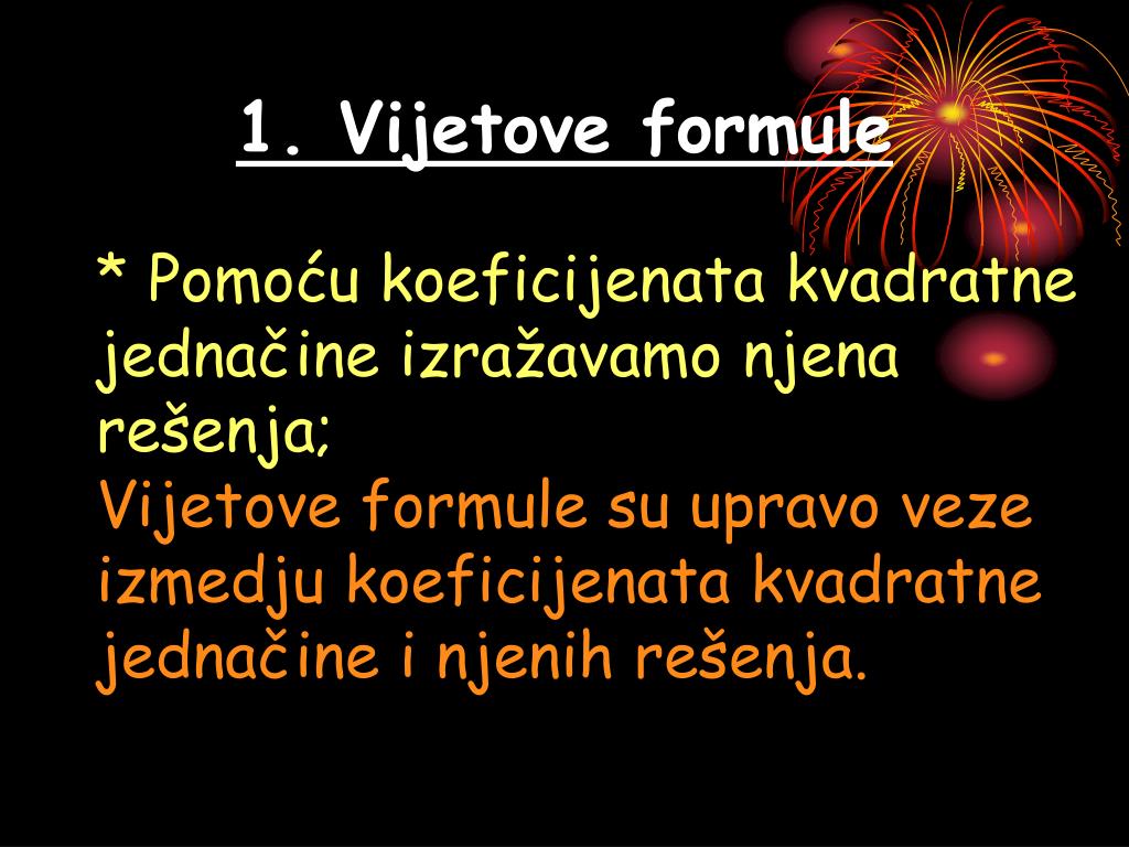 PPT - Vijetove formule. Rastavljanje kvadratnog trinoma na linearne č ...