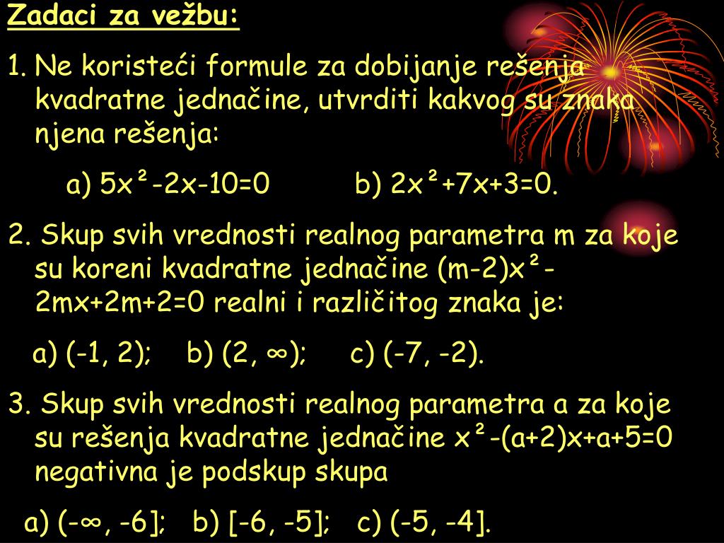 PPT - Vijetove formule. Rastavljanje kvadratnog trinoma na linearne č ...