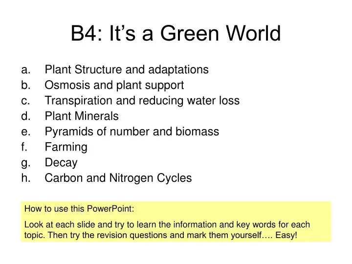 PPT - B4: It’s a Green World PowerPoint Presentation, free download ...