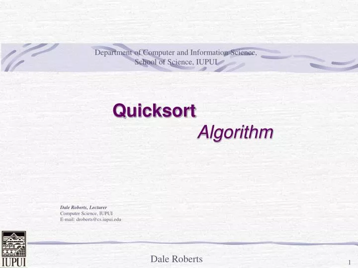 PPT - Quicksort Algorithm PowerPoint Presentation, free download - ID:473167