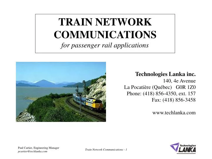 PPT - TRAIN NETWORK COMMUNICATIONS for passenger rail applications ...