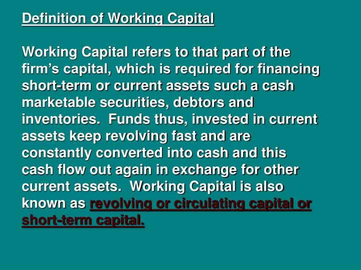 PPT - Presentation on Working Capital PowerPoint Presentation - ID:473788