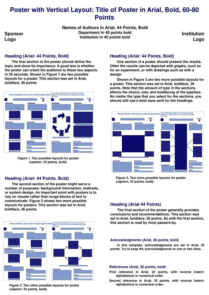 PPT - Poster with Vertical Layout: Title of Poster in Arial, Bold, 60 ...
