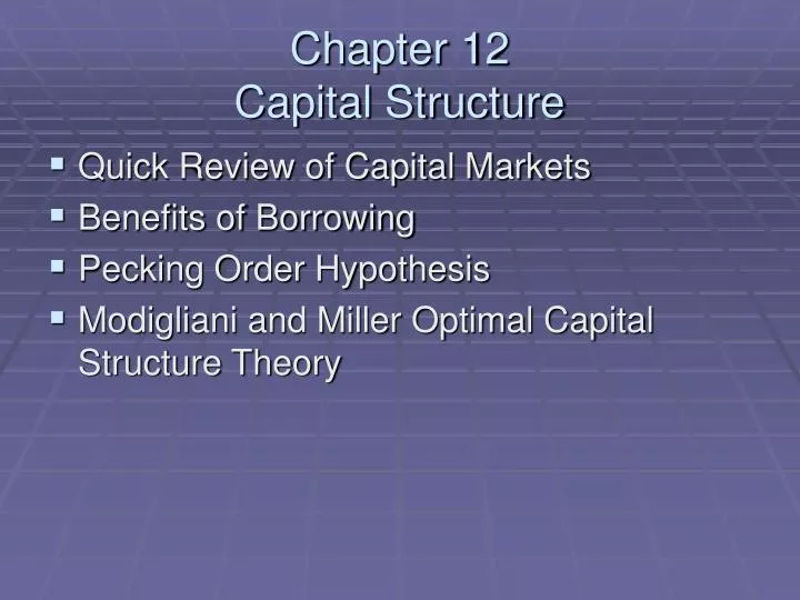 PPT - Chapter 12 Capital Structure PowerPoint Presentation, free download - ID:474454