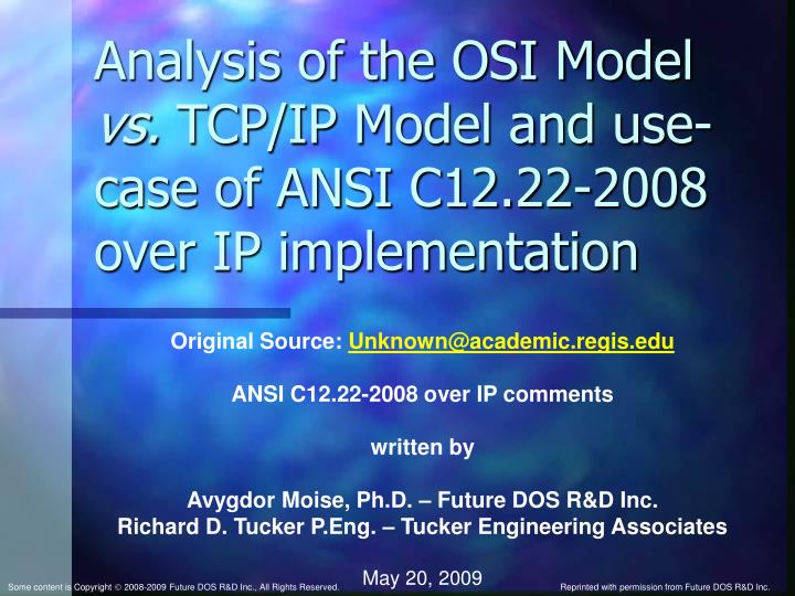 PPT - Analysis of the OSI Model vs. TCP/IP Model and use-case of ANSI C12.22-2008 over IP ...