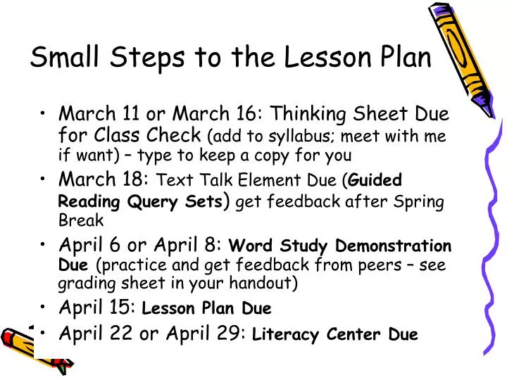 PPT - Small Steps to the Lesson Plan PowerPoint Presentation, free ...