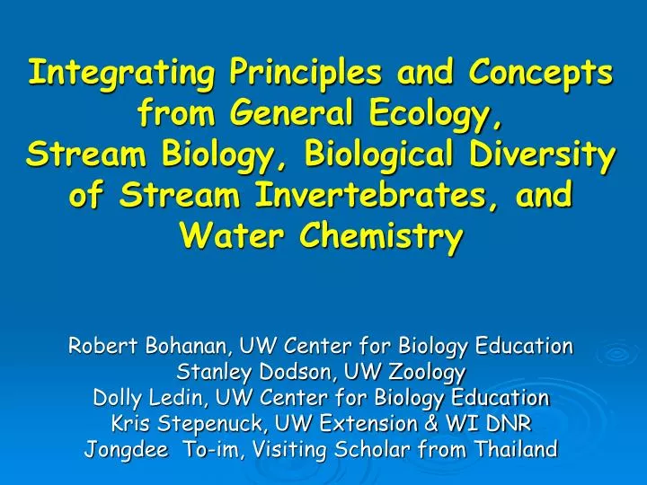 PPT - Integrating Principles and Concepts from General Ecology, Stream ...