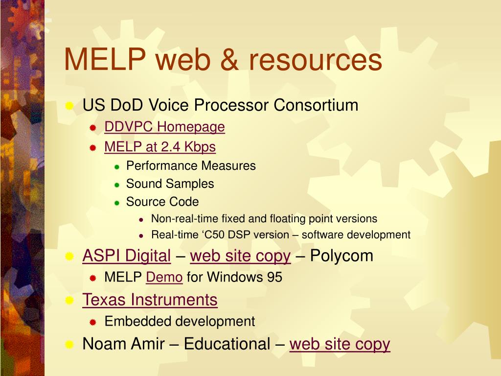 Ppt Mixed Excitation Linear Predictive Coder Melp Powerpoint Presentation Id477569 3299