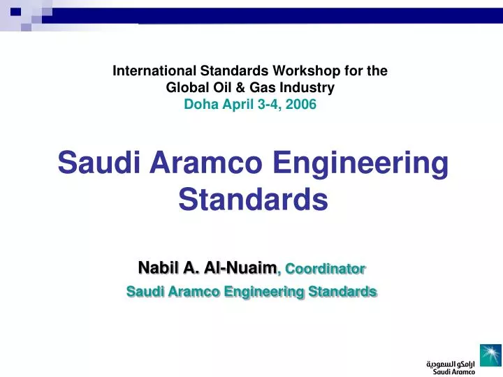 PPT - Saudi Aramco Engineering Standards PowerPoint Presentation, free ...