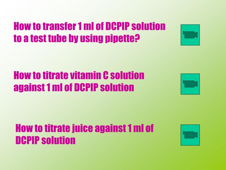 PPT - Determination of the concentration of vitamin C by using DCPIP ...