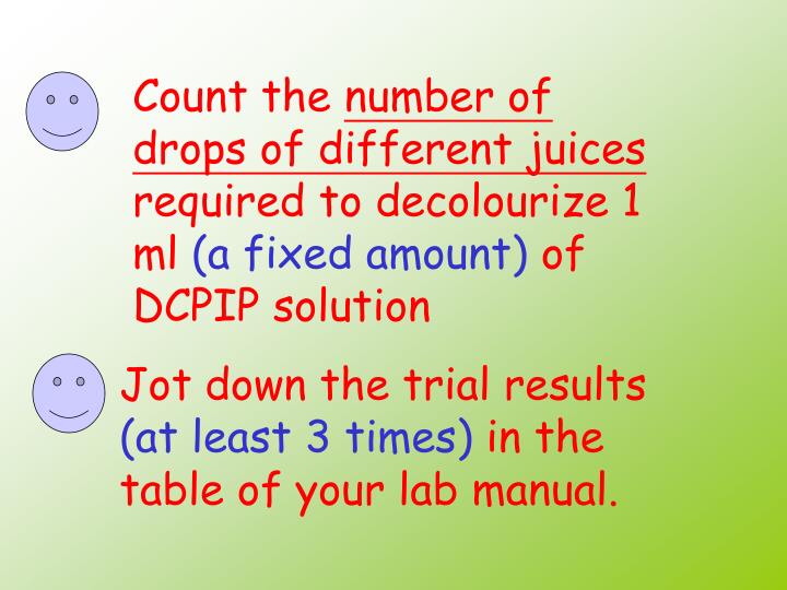 PPT - Determination of the concentration of vitamin C by using DCPIP ...