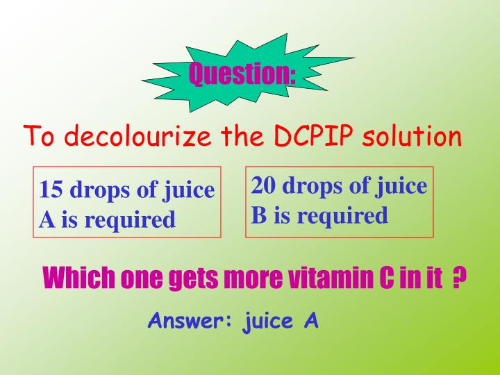 PPT - Determination of the concentration of vitamin C by using DCPIP ...