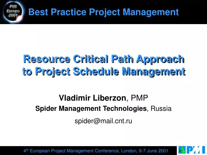 PPT - Resource Critical Path Approach to Project Schedule Management ...