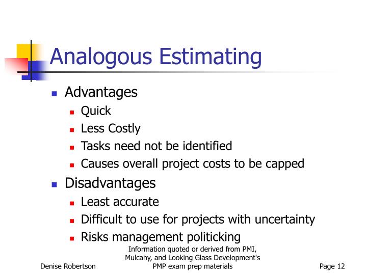 Analogous Estimating