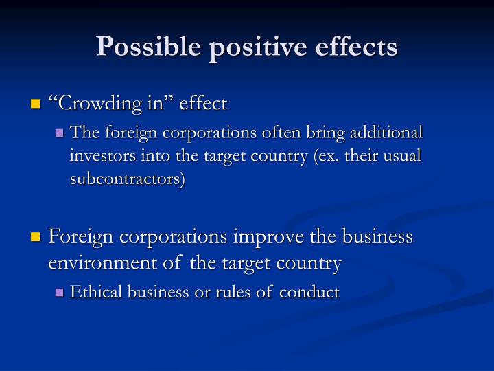 PPT - The possible positive and negative effects of FDI inflows ...