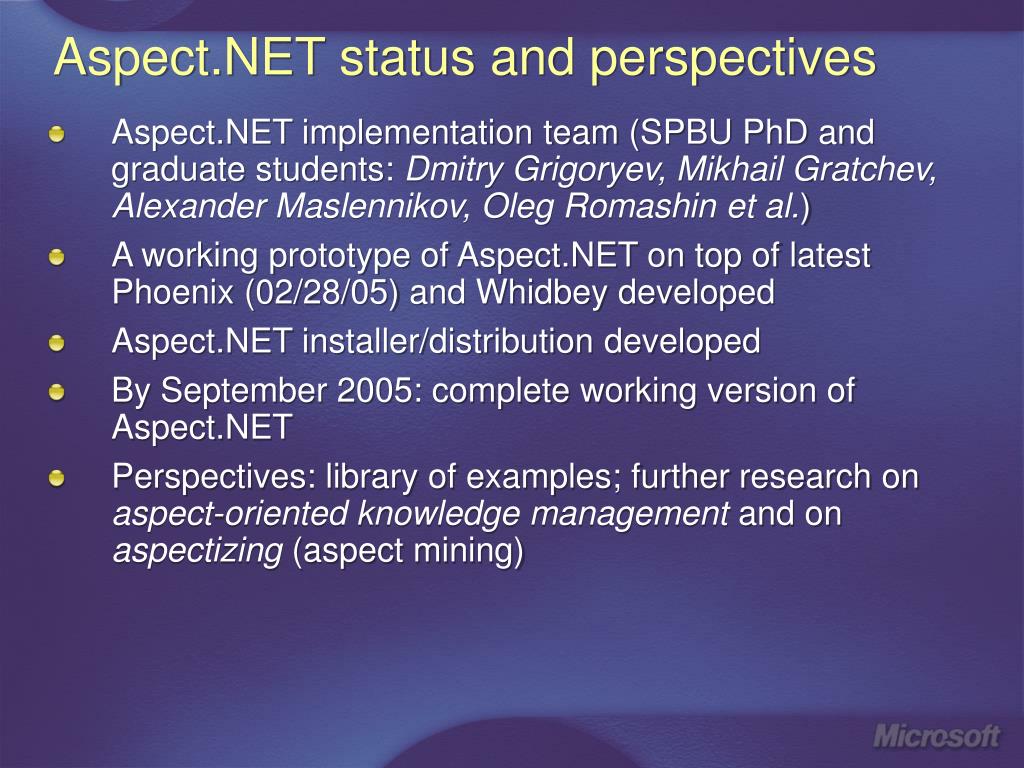 Ppt Aspectnet An Aspect Oriented Programming Tool For Microsoftnet Using Phoenix And
