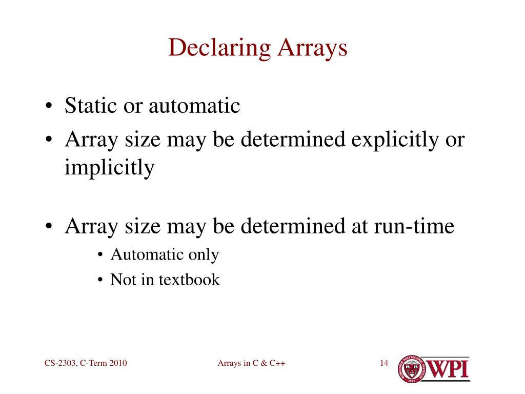 Ppt Arrays In C And C Including A Brief Introduction To Pointers Powerpoint Presentation