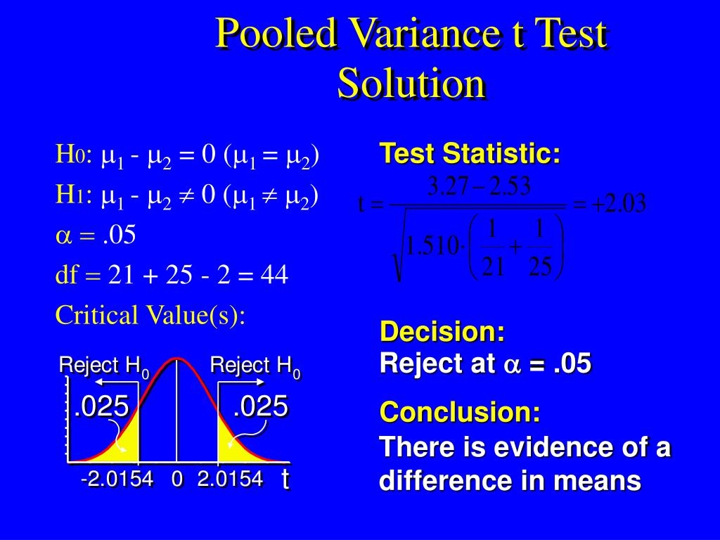 Ppt Pooled Variance T Test Powerpoint Presentation Free Download