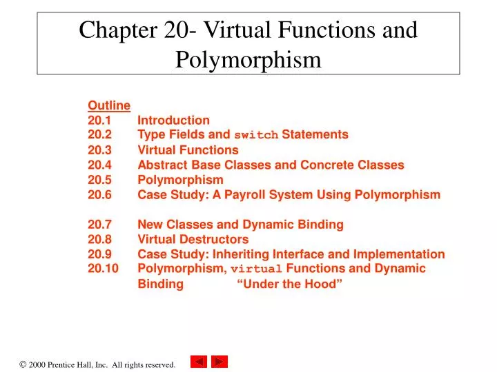 PPT - Chapter 20- Virtual Functions and Polymorphism PowerPoint Presentation - ID:479955