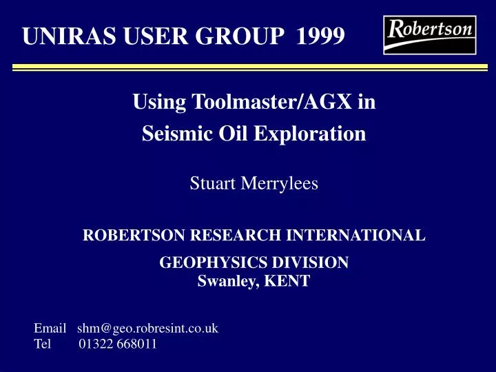 PPT - UNIRAS USER GROUP 1999 PowerPoint Presentation, free download ...