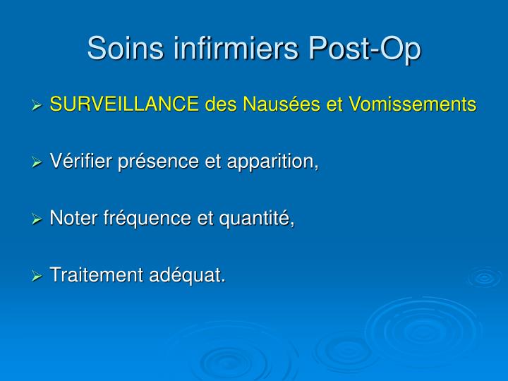 PPT - Soins infirmiers en post opératoire immédiat PowerPoint ...