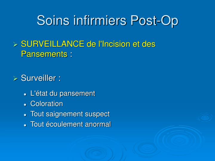 PPT - Soins infirmiers en post opératoire immédiat PowerPoint ...
