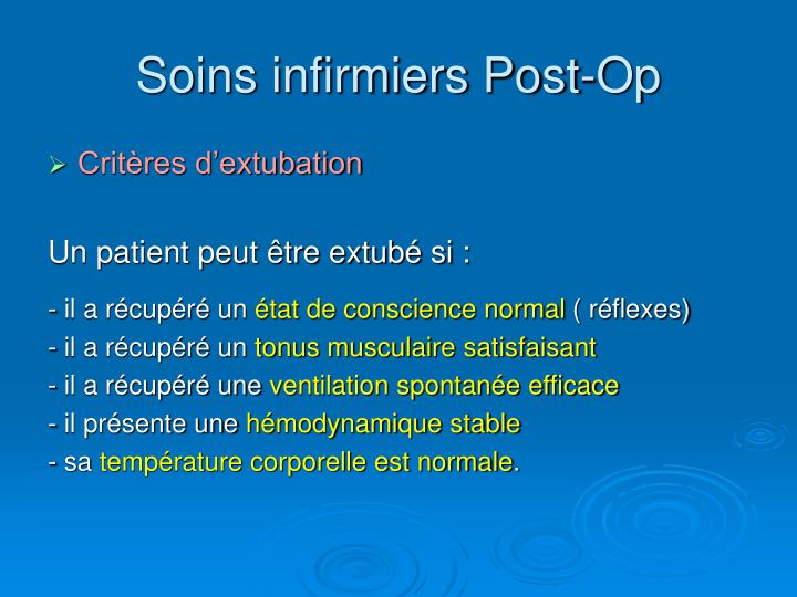 PPT - Soins infirmiers en post opératoire immédiat PowerPoint ...