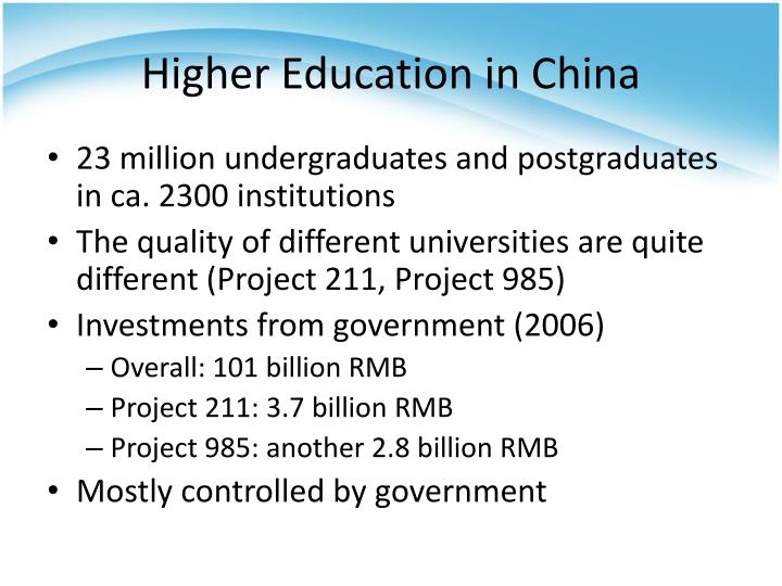 PPT - Higher Education System in China PowerPoint Presentation - ID:481087