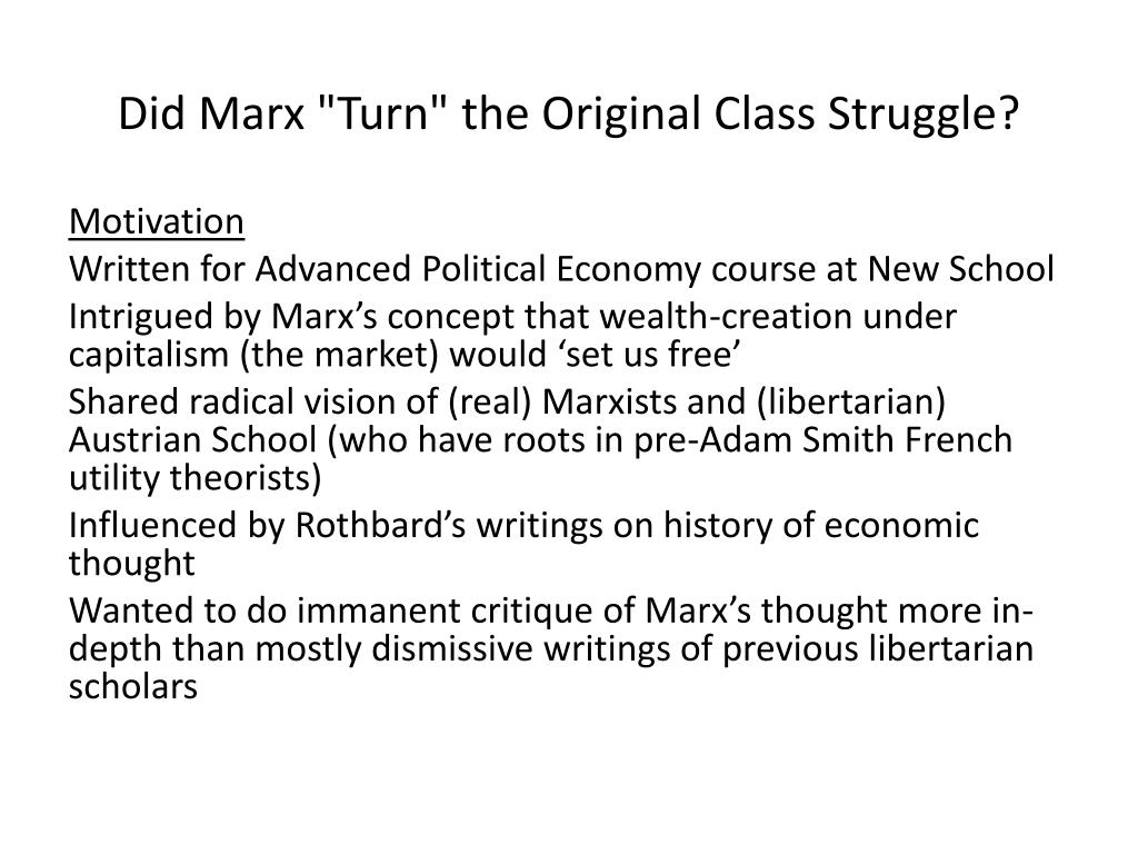 PPT - Did Marx "Turn" the Original Class Struggle? Prepared for the EEA ...