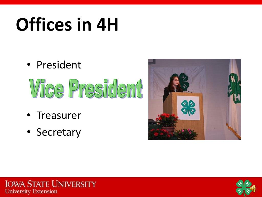 PPT - 4- H Officer Training: Club Vice President PowerPoint ...