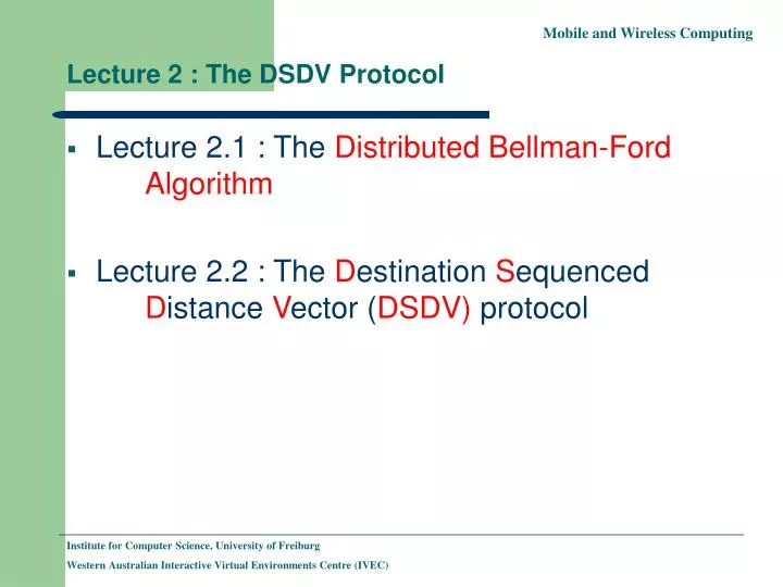 PPT - Lecture 2 : The DSDV Protocol PowerPoint Presentation, free ...